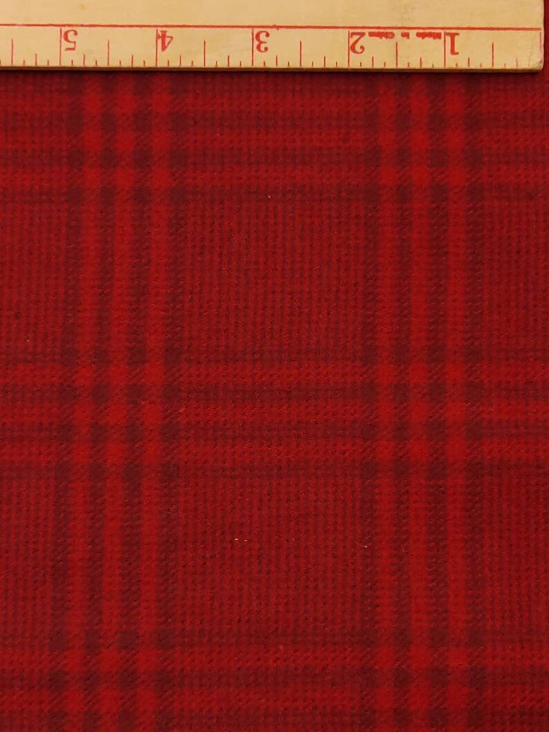Plaid Red & Dark Red Cotton Flannel Fabric Marcus Fabrics Sold - Etsy