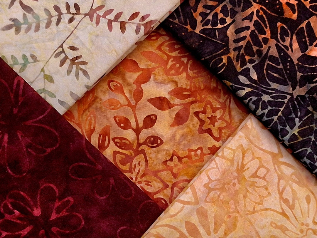 Autumn Cider Batik Curated Fat Quarter Bundle Quilting Cotton Fabric 5 ...