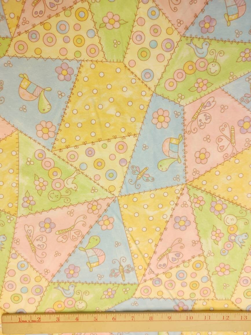 Crazy Pastel Patchwork Print Cotton Flannel Fabric Sold by the - Etsy