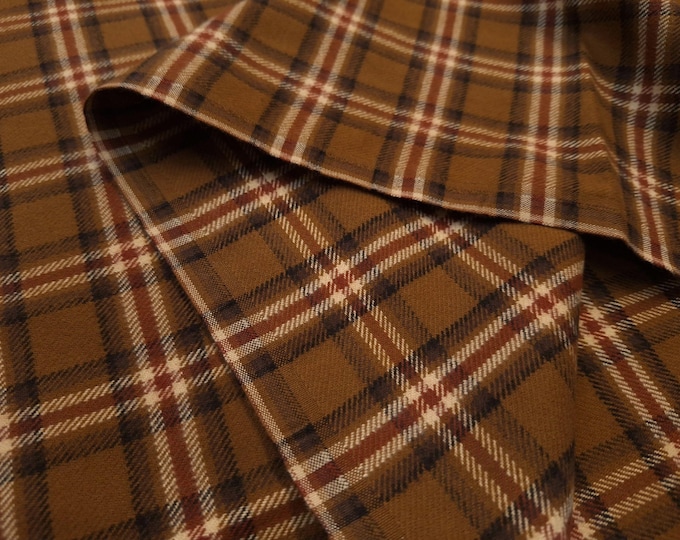 REMNANT Autumn Brown & Rust Plaid Cotton Flannel Fabric Marcus Fabrics ...