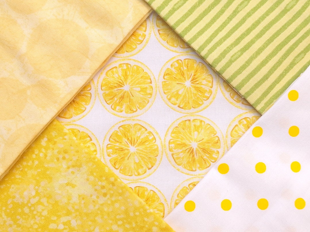 Summer Lemonade Curated Fat Quarter Bundle Quilting Cotton Fabric 5 Fat ...
