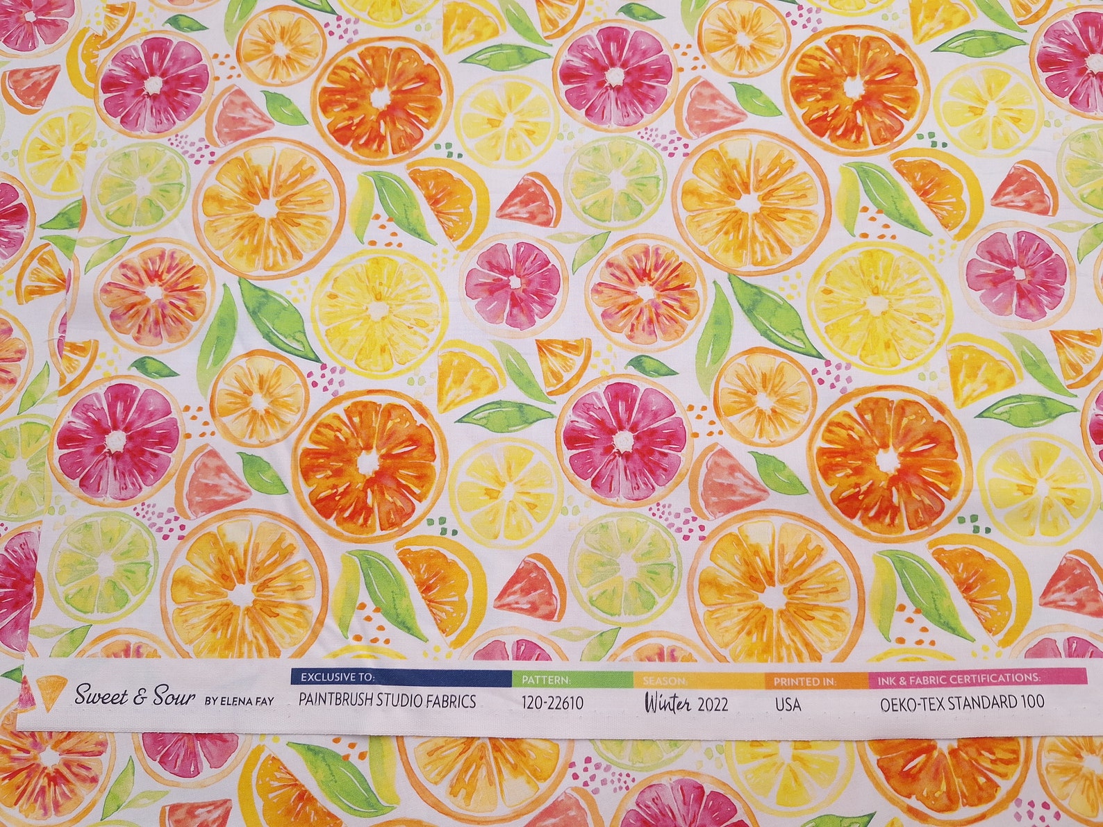 Citrus Slice Orange Lemon Lime Grapefruit Quilting Cotton Fabric Fabri ...