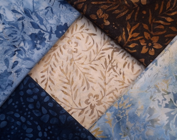 Moonlit Batik Curated Fat Quarter Bundle Quilting Cotton Fabric 5 Fat ...