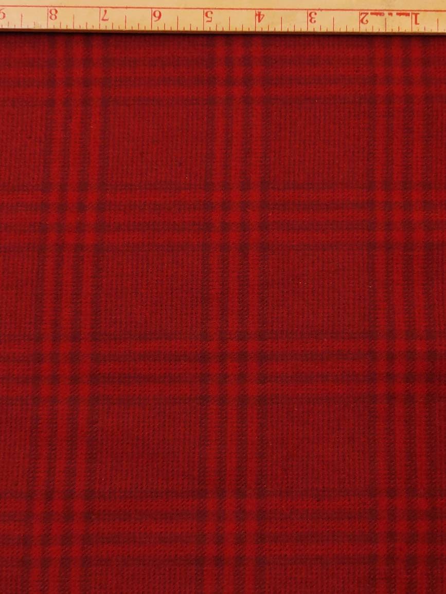 Plaid Red & Dark Red Cotton Flannel Fabric Marcus Fabrics - Etsy