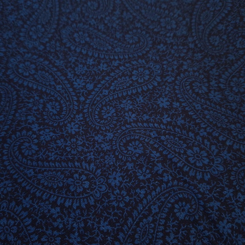 Navy Blue Paisley Fabric - Etsy