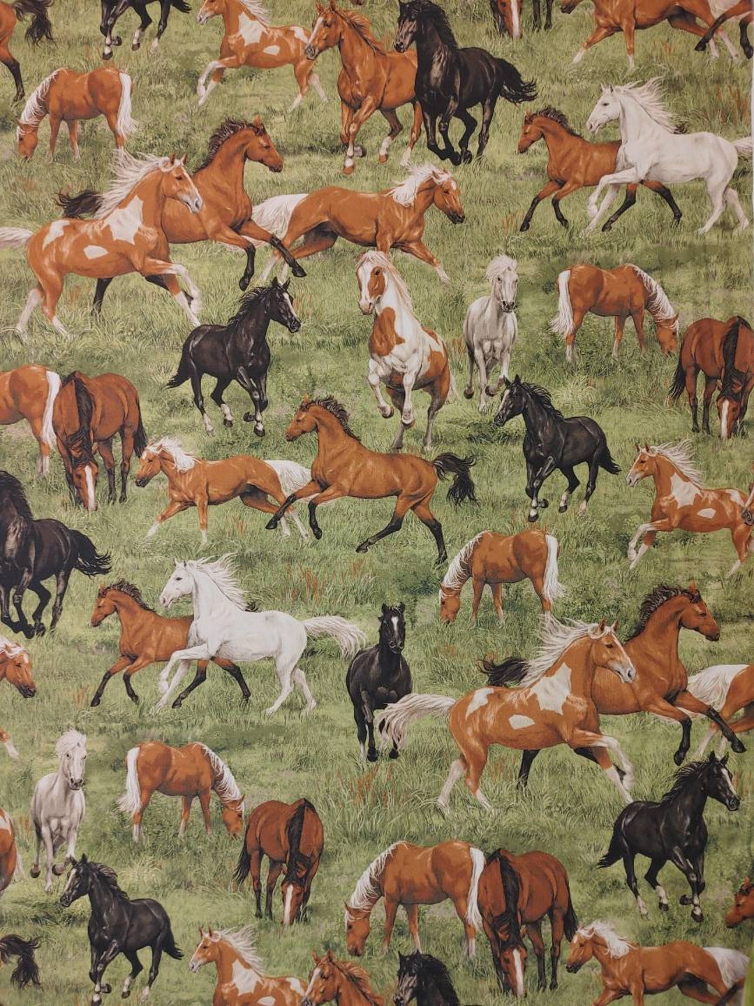 REMNANT Running Horses Quilting Cotton Fabric Fabri-quilt #112-30691 - Etsy