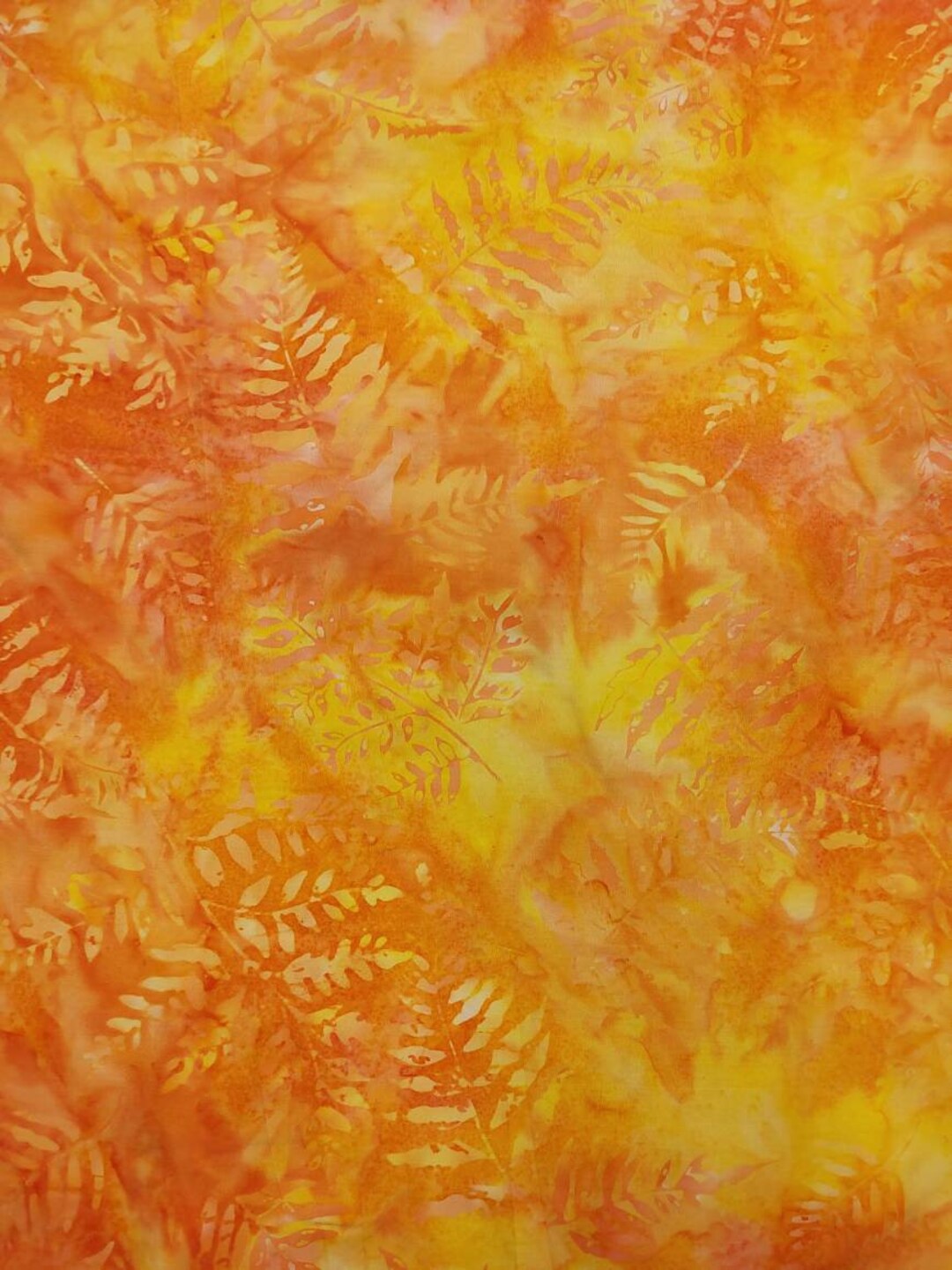 Fern Print Orange & Yellow Batik Cotton Fabric Trans Pacific - Etsy