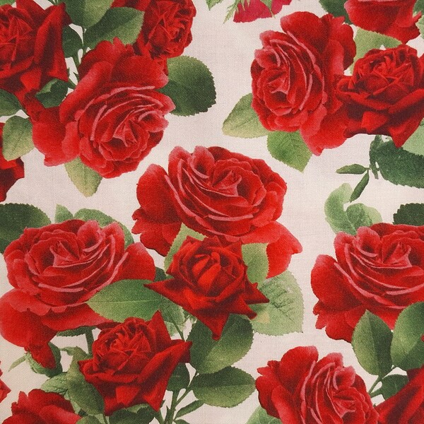 Red Rose Fabric - Etsy