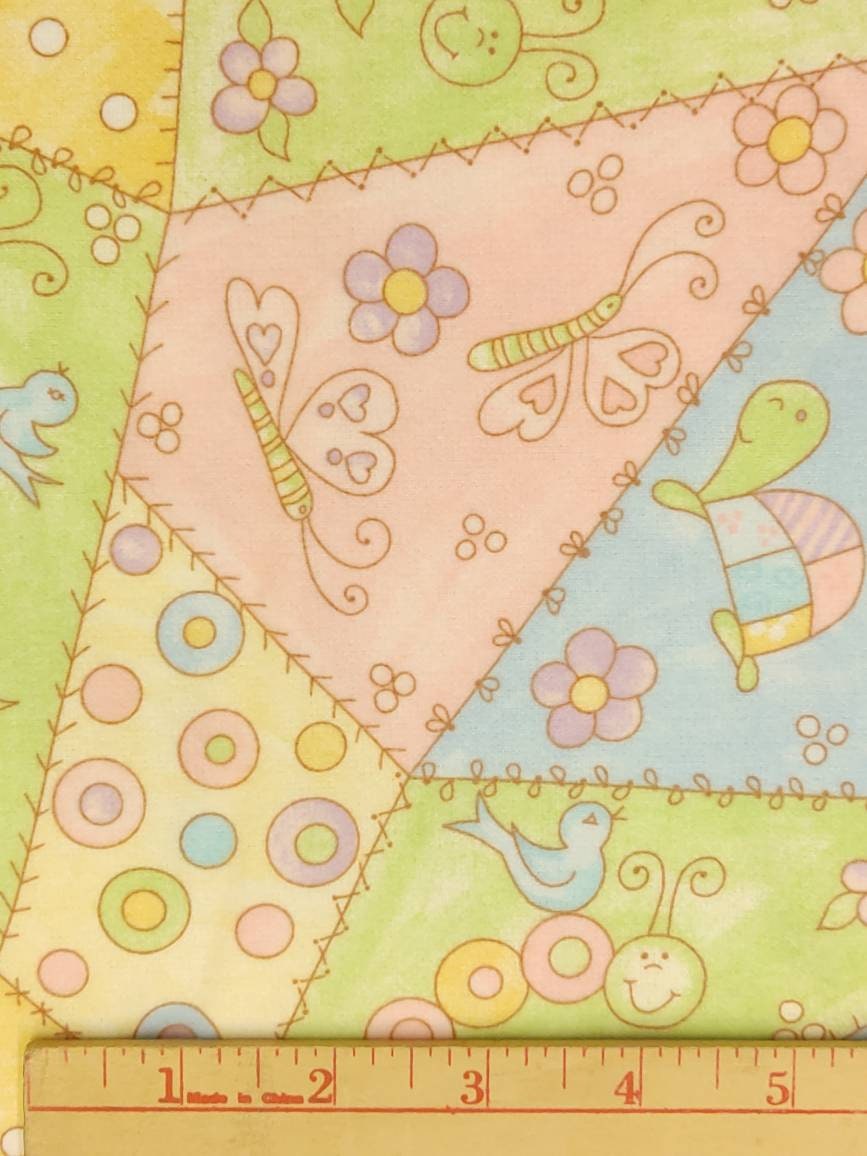 Crazy Pastel Patchwork Print Cotton Flannel Fabric Sold by the - Etsy