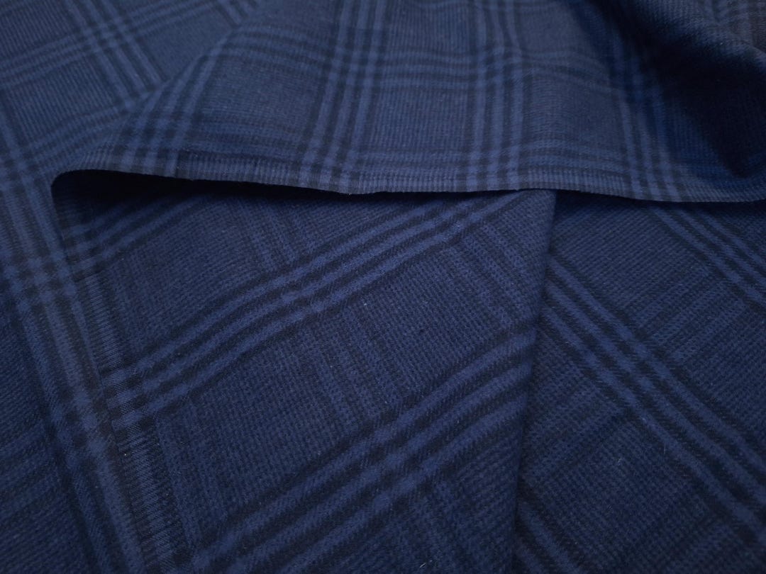 REMNANT Navy Blue Glen Plaid Cotton Flannel Fabric Marcus Fabrics ...