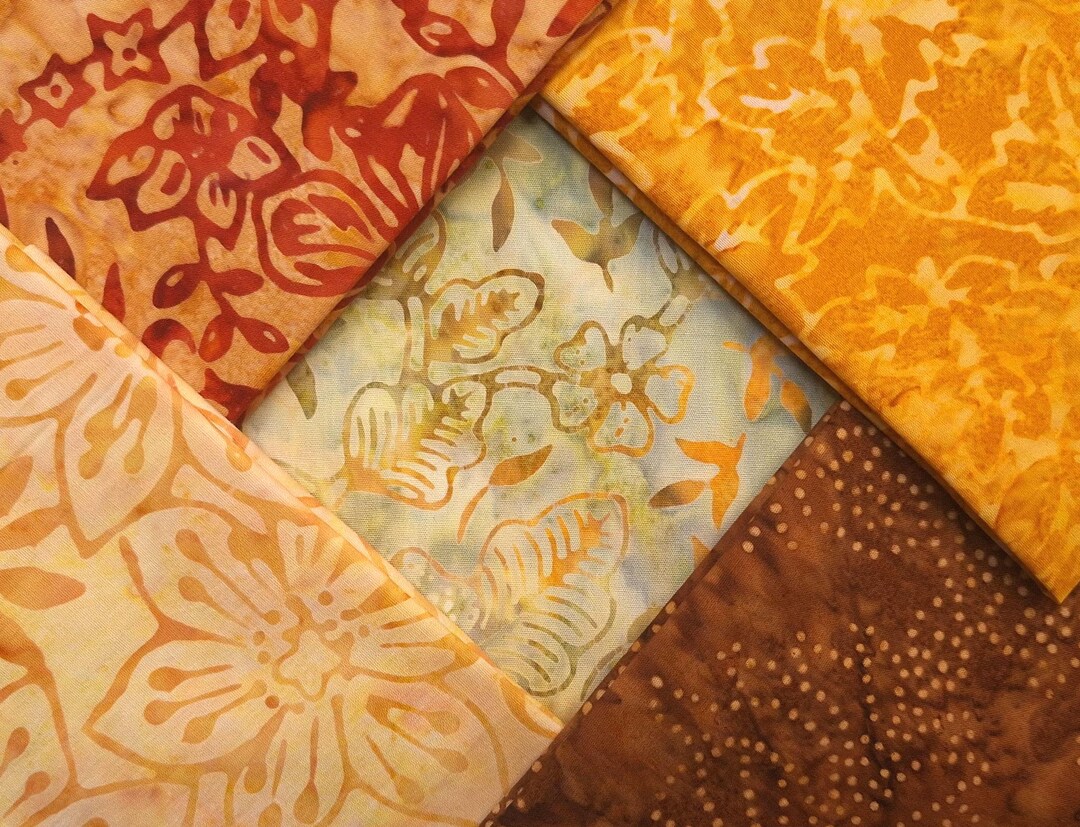 Fall Foliage Batik Curated 5 Fat Quarter Bundle Quilting Cotton Fabric ...