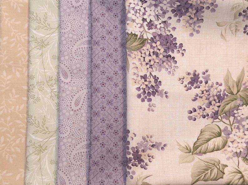 Lilacs & Lace 5 Pack Curated Fat Quarter Bundle Quilting Cotton Fabric ...