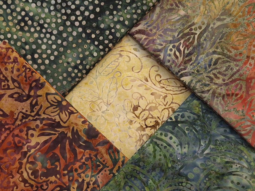 Windsong Autumn Batik Curated Fat Quarter Bundle Quilting Cotton Fabric 5 Fat Quarters Timeless ...