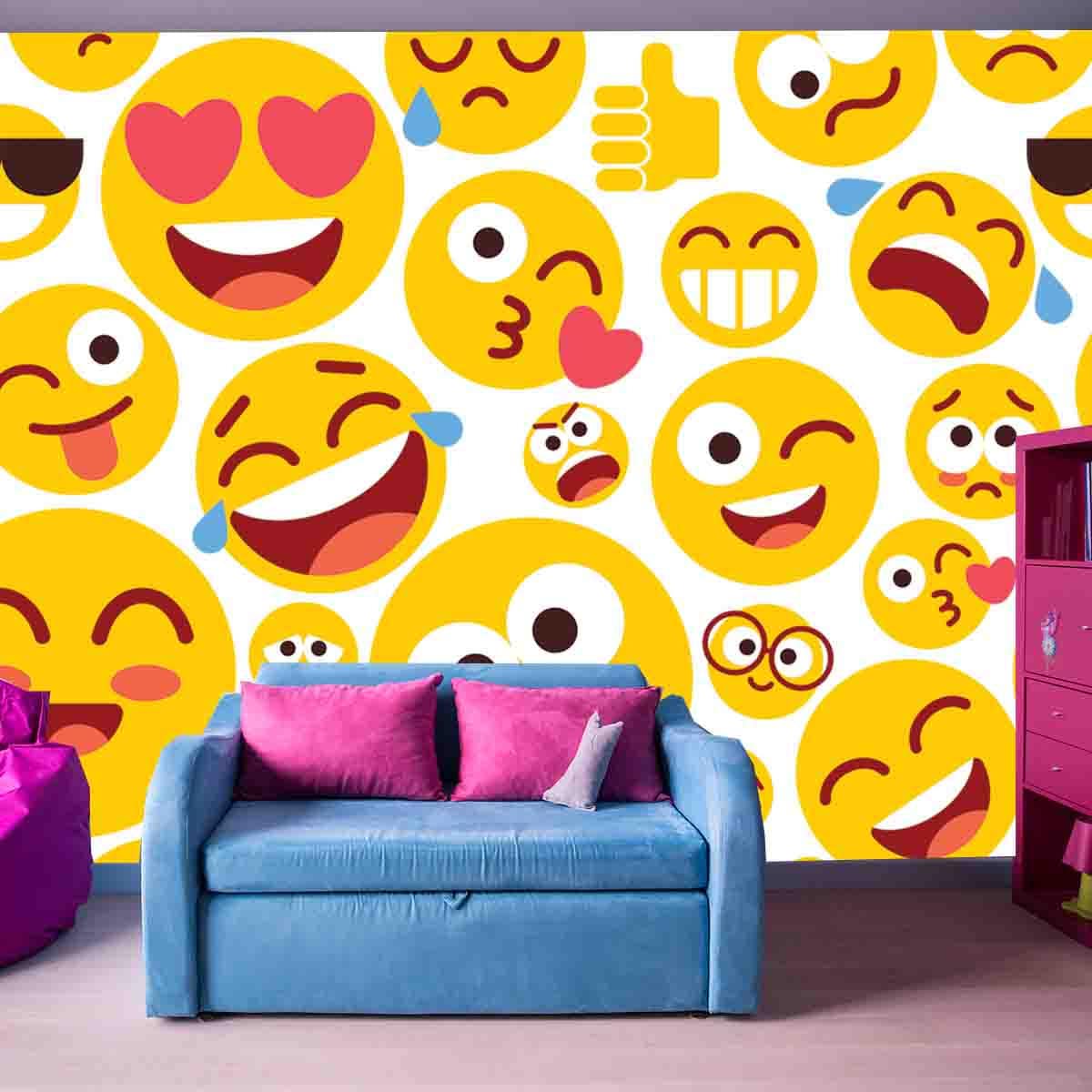 Emoji With Different Emotions on White Background Wallpaper Teen Girl ...