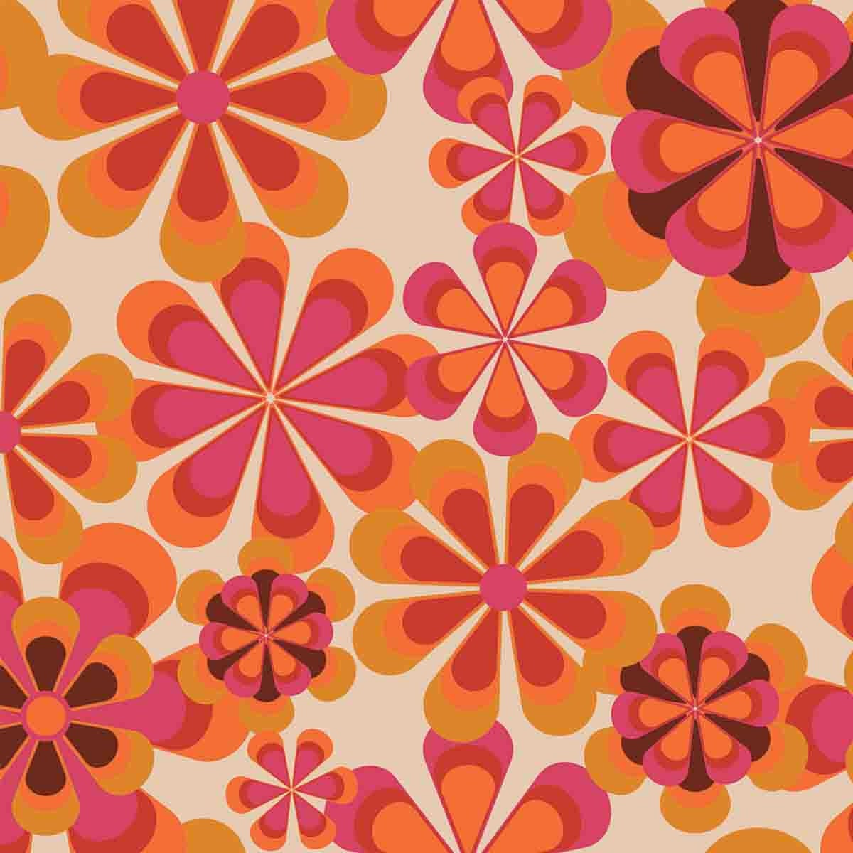 Seamless 70s Retro Floral Pattern With Vintage Daisy Flowers Wallpaper ...