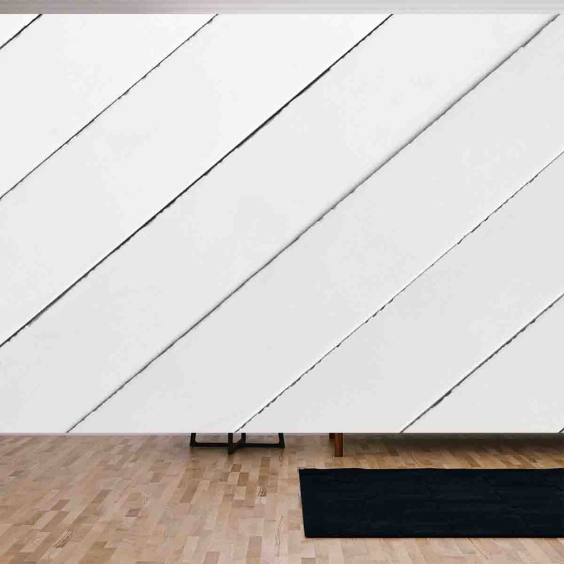 White Painted Diagonal Shiplap Board Wallpaper Living Room Mural - Etsy