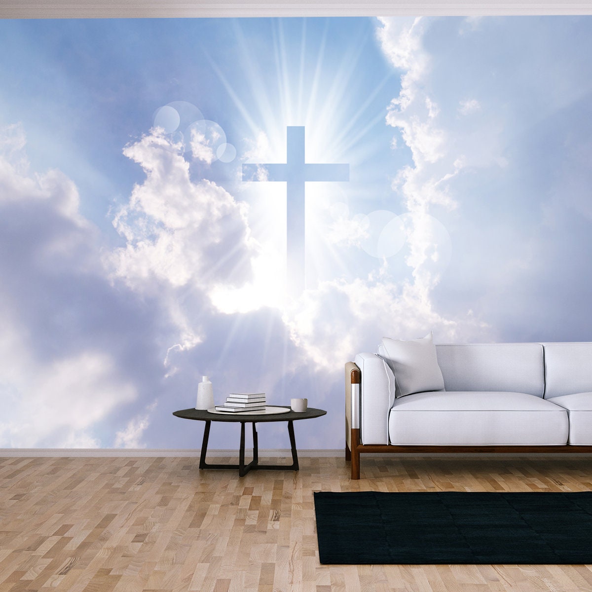 Christian Cross Appears Bright in the Sky Background Wallpaper Living ...
