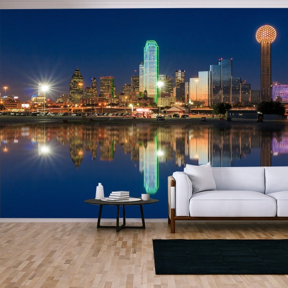 Dallas Skyline Reflected in Trinity River at Sunset Texas - Etsy