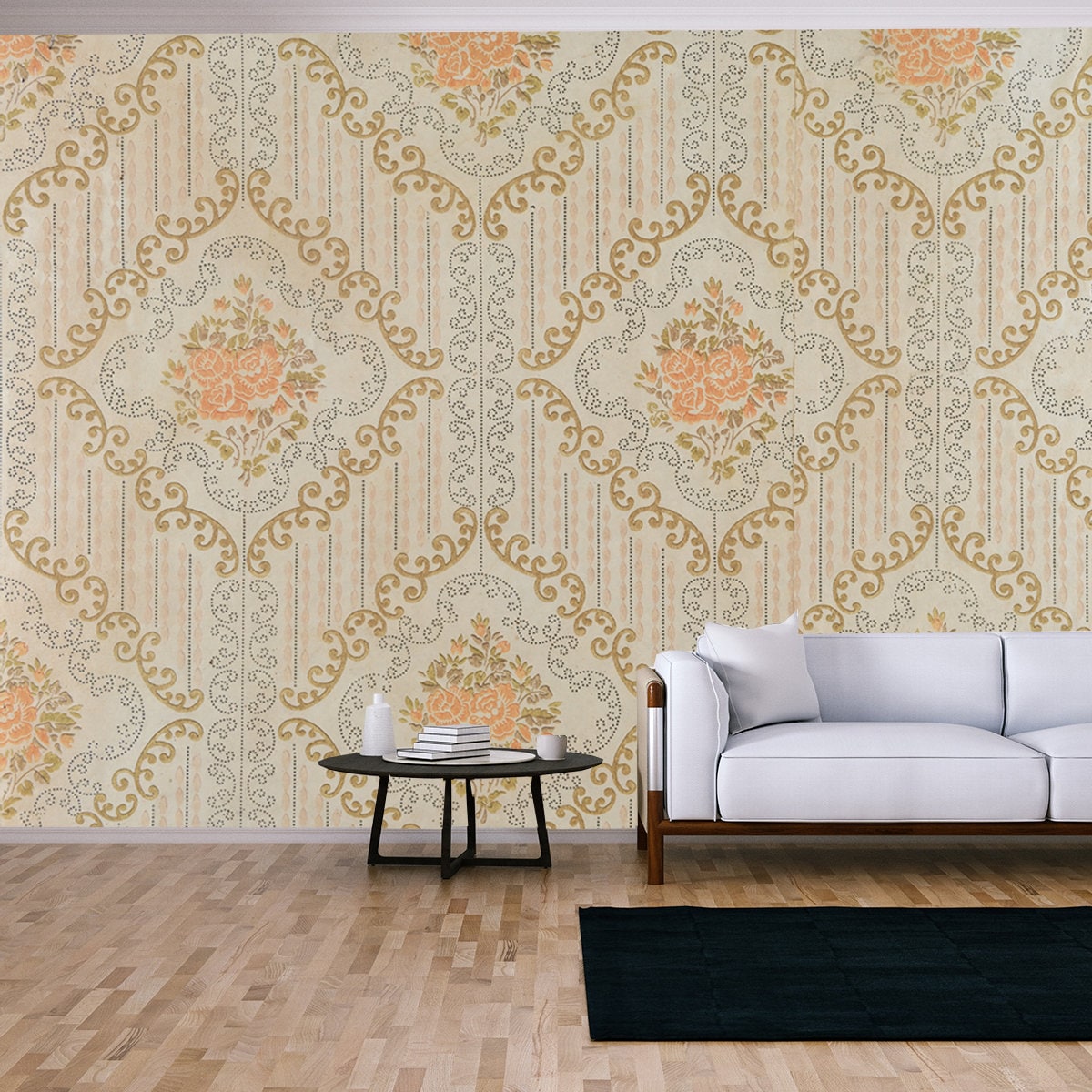 Vintage Old Wallpaper on the Wall Wallpaper Living Room Mural - Etsy