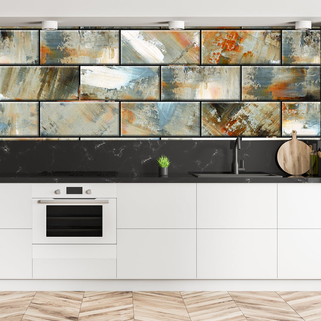Colorful Vintage Ceramic Tiles Wallpaper Kitchen Wallpaper Mural - Etsy