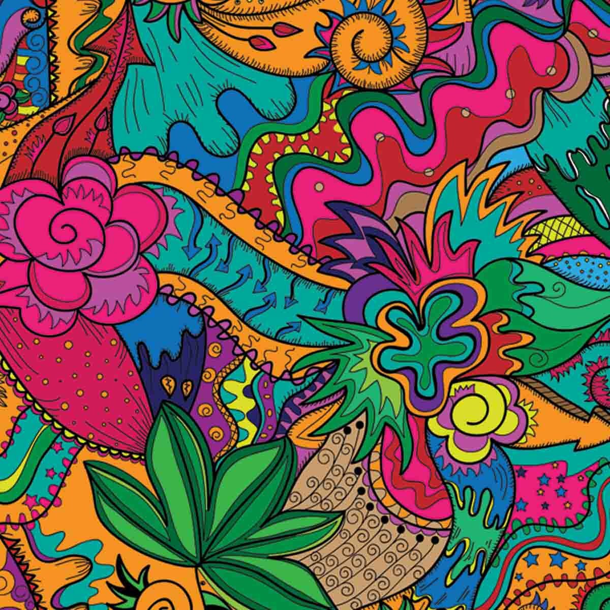 Colorful and Bright Abstract Drawing Art Wallpaper Teen Girl Bedroom ...