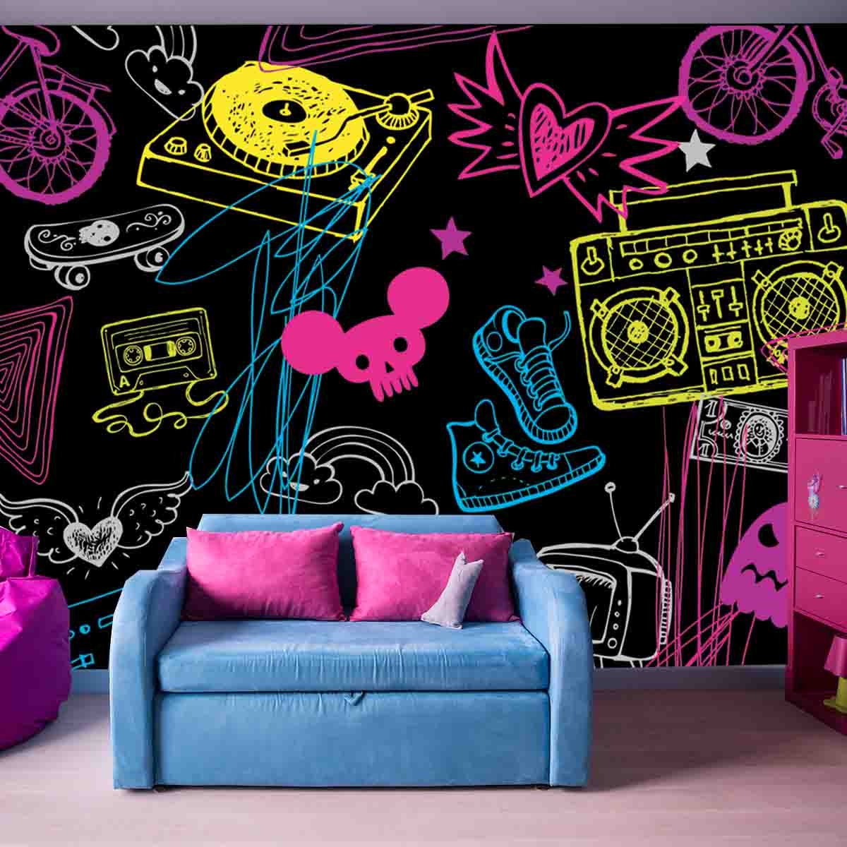 Punk Rock Hipster Wallpaper Teen Girl Bedroom Mural - Etsy