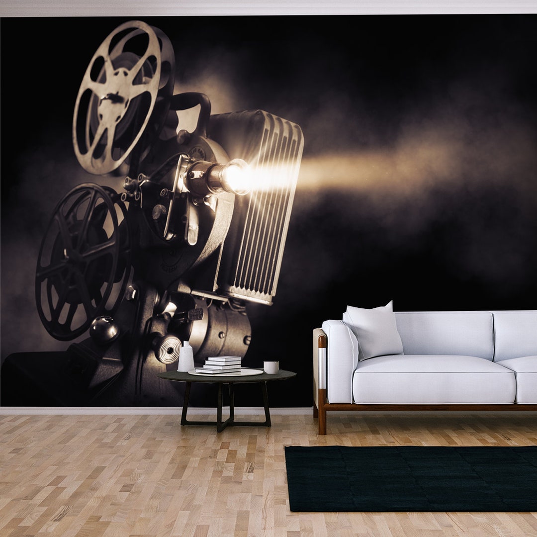 Movie Projector on a Dark Background With Light Beam Wallpaper Living ...