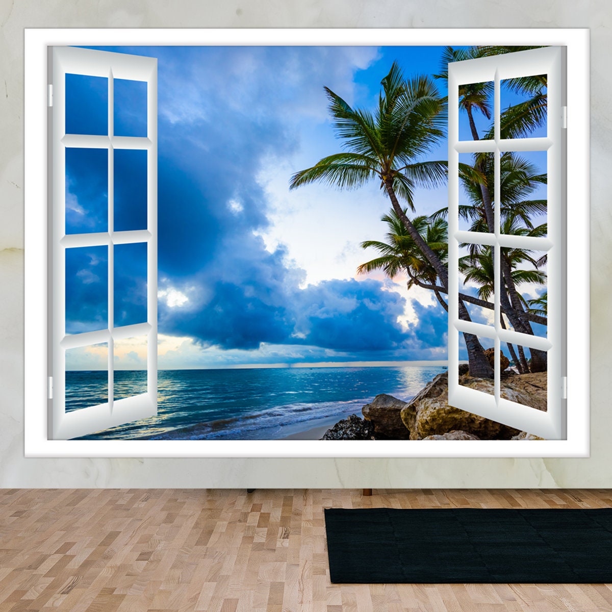 Open Window View of the Sky With Clouds Sunrise Over the Beach - Etsy