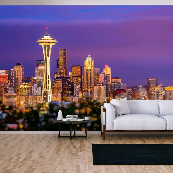 Seattle City Skyline at Dusk. Downtown Seattle Cityscape at - Etsy