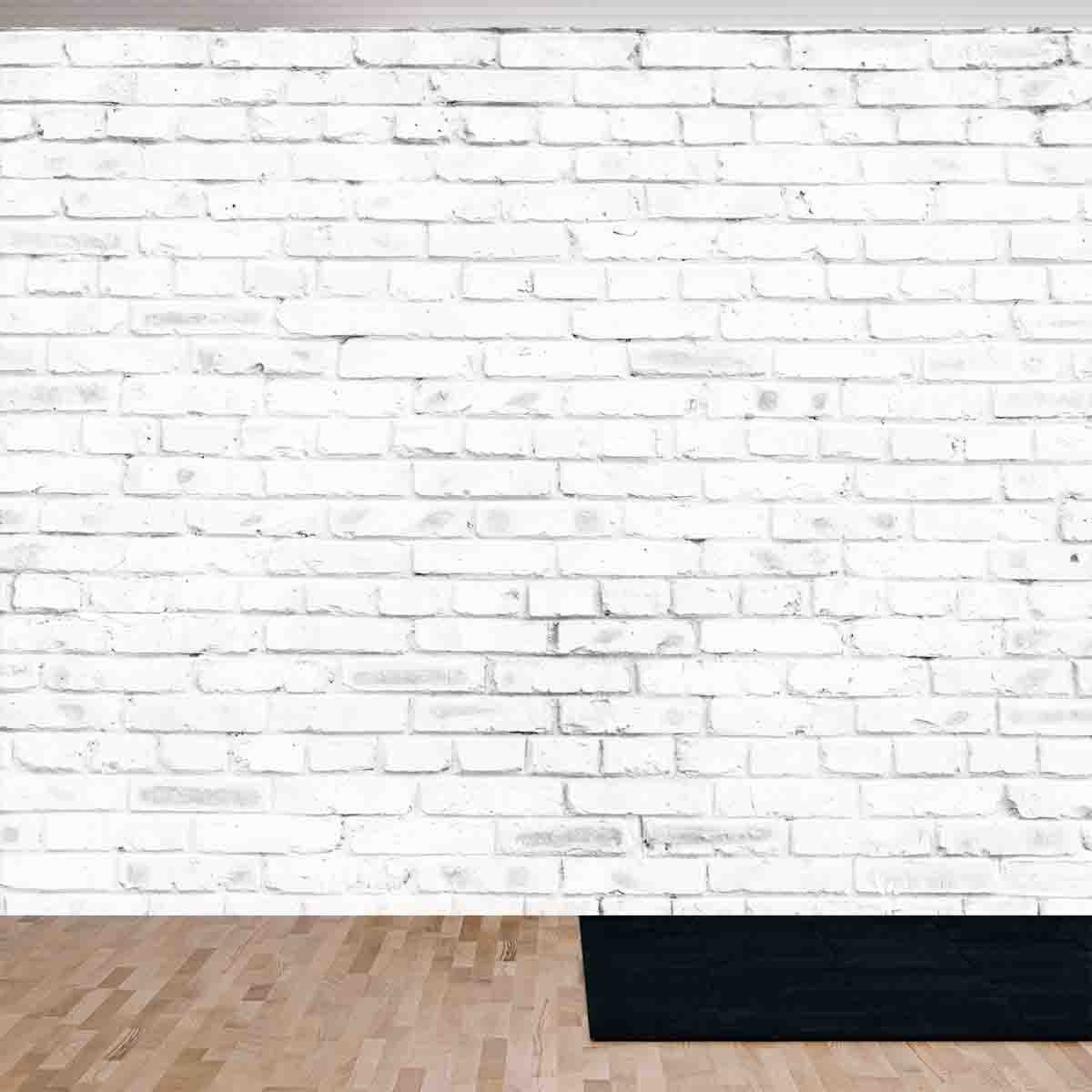 White Distressed Brick Wallpaper Living Room Mural - Etsy