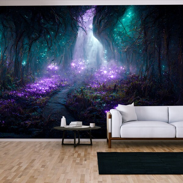 Fantasy Wall Mural / Fairy Illustration / Childrens Wallpaper / Nursery ...