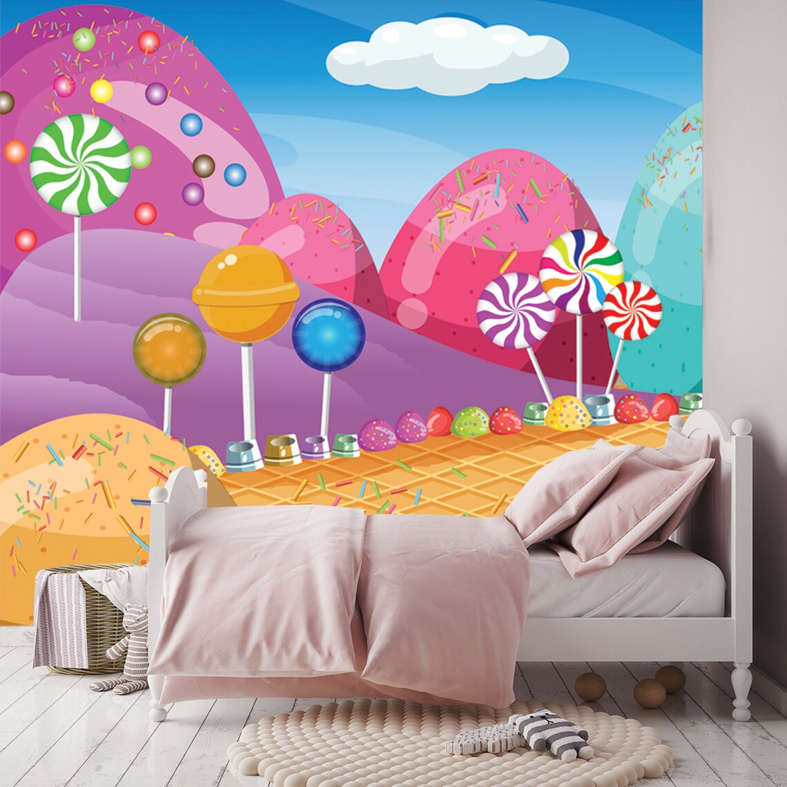 Candyland Landscape Background Wallpaper Girl Bedroom Mural | Etsy
