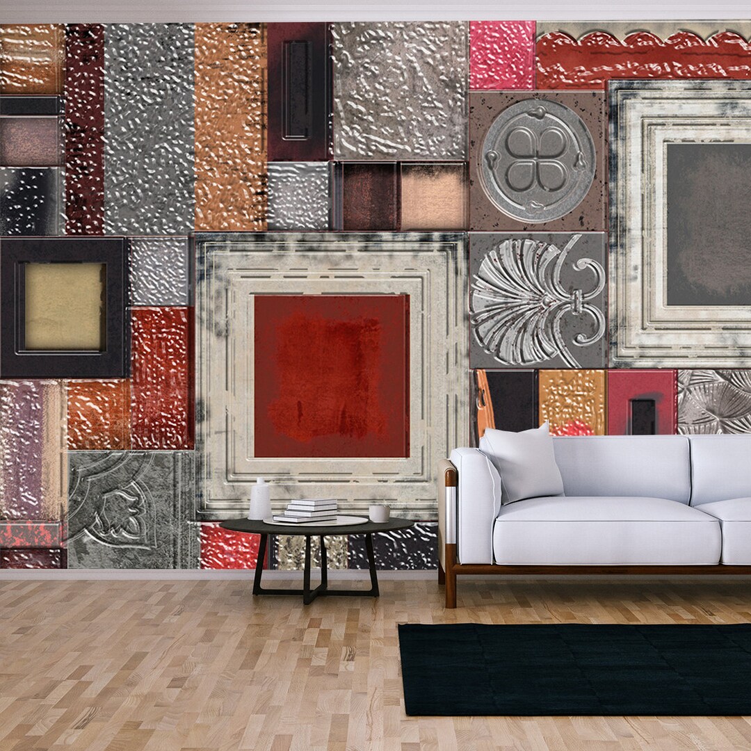 Ceramic Wall Tiles and Picture Frames Wallpaper Living Room Mural - Etsy