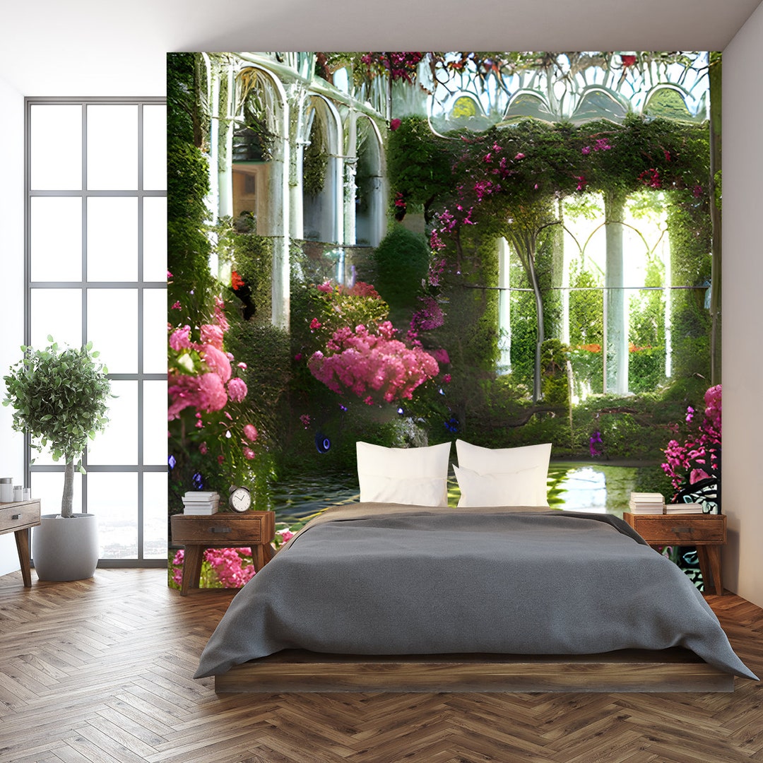 Concept of Beautiful Flowers Wallpaper Living Room Mural - Etsy