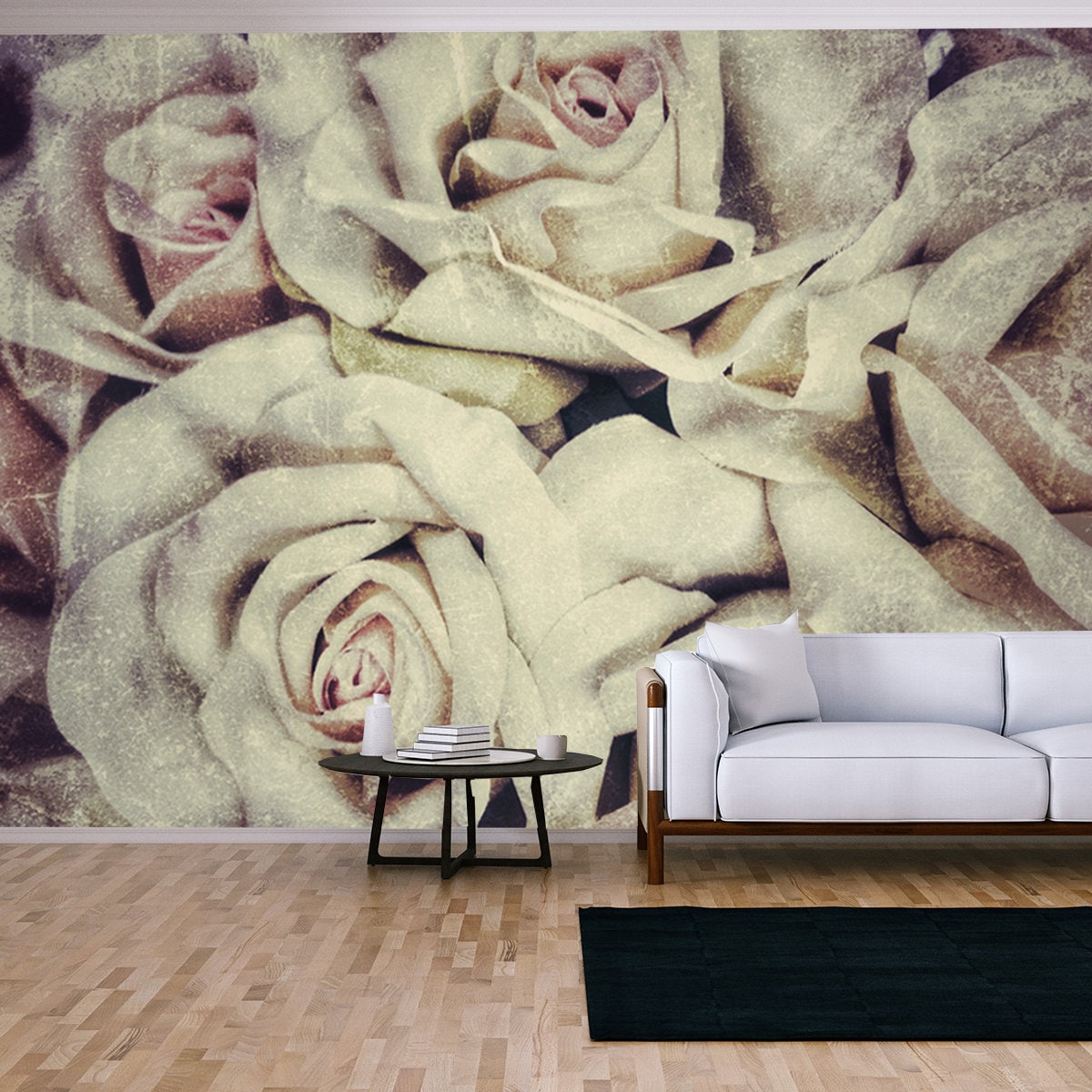 Majestic White Rose Bouquet Wallpaper Living Room Mural - Etsy