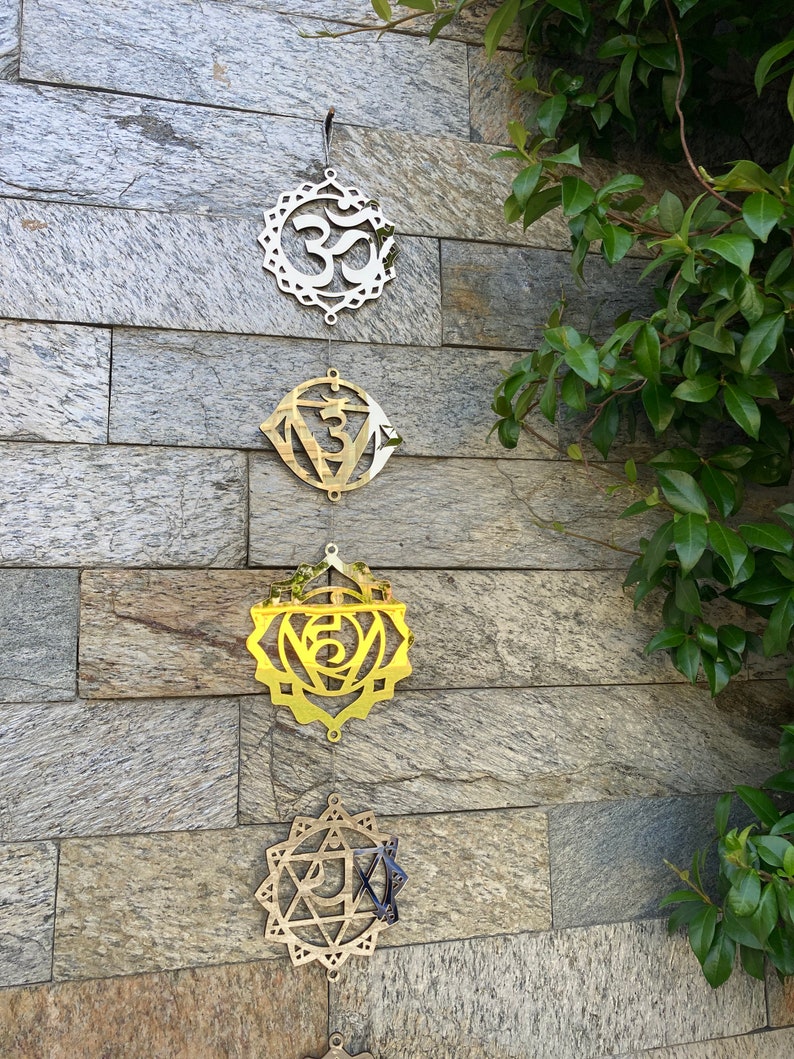 Set of 7 Chakra Wall Decor Chakra Mirror Gold Wall Art Yoga - Etsy