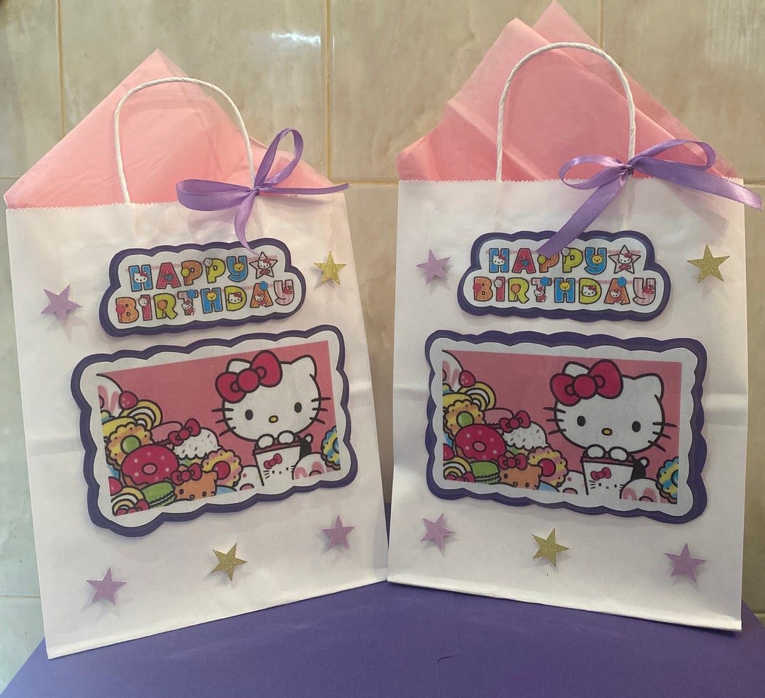 Kitty 6 Handmade happy Birthdayfavor Gift Bags. Super Cute. Set of 6 ...