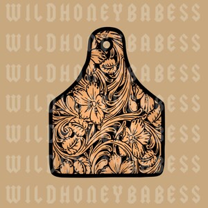 Tooled Leather Cattle Tag Png BUNDLE, Tooled Leather Ear Tag Png ...