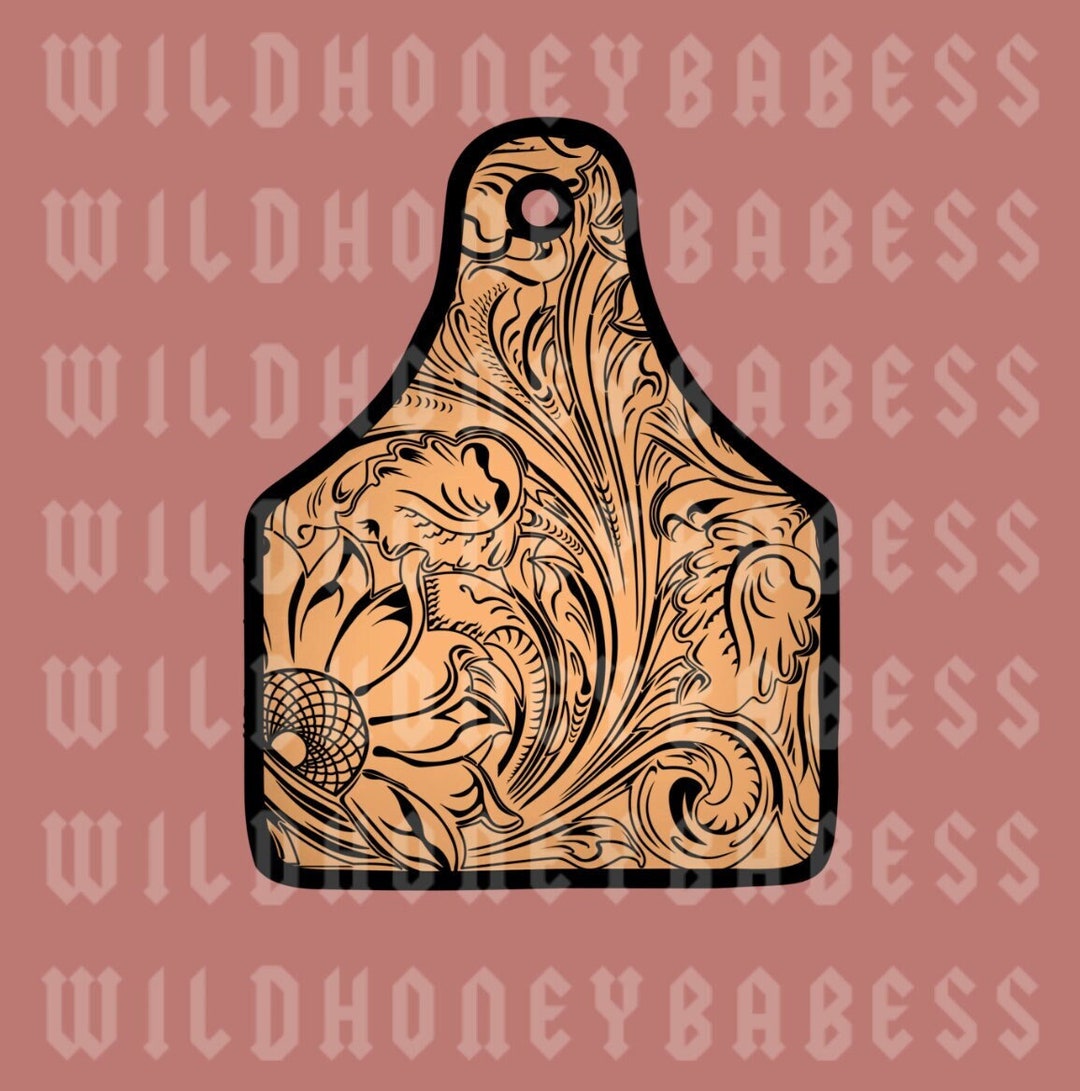 Tooled Leather Cattle Tag Png, Leather Cattle Tag Png, Leather Ear Tag ...