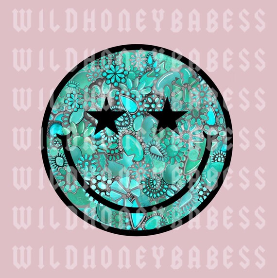 Turquoise Smiley Face Png Western Smiley Face Png Smiley - Etsy