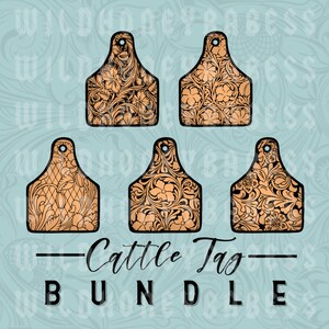 Tooled Leather Cattle Tag Png BUNDLE, Tooled Leather Ear Tag Png ...