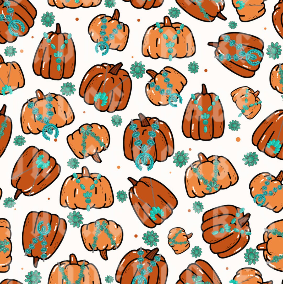 Turquoise Pumpkin Png, Seamless Turquoise Png, Western Halloween Png ...