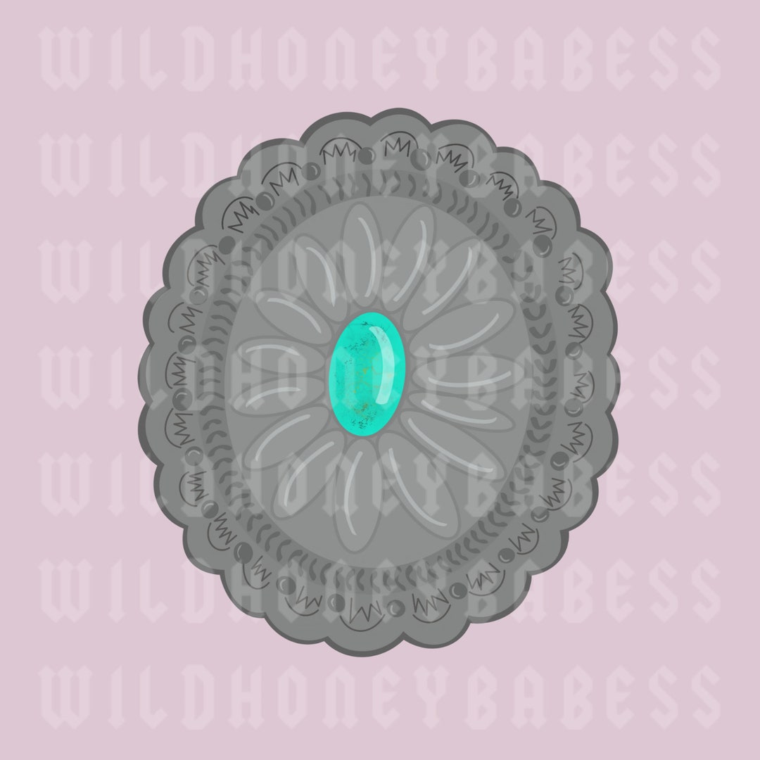Turquoise Stone Concho Png, Concho Png, Navajo Png, Western Png, Boujee ...