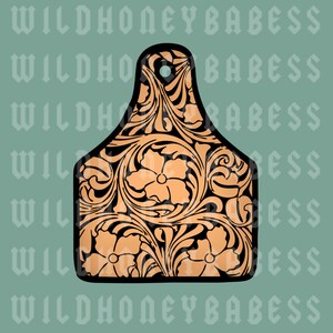 Tooled Leather Cattle Tag Png BUNDLE, Tooled Leather Ear Tag Png ...