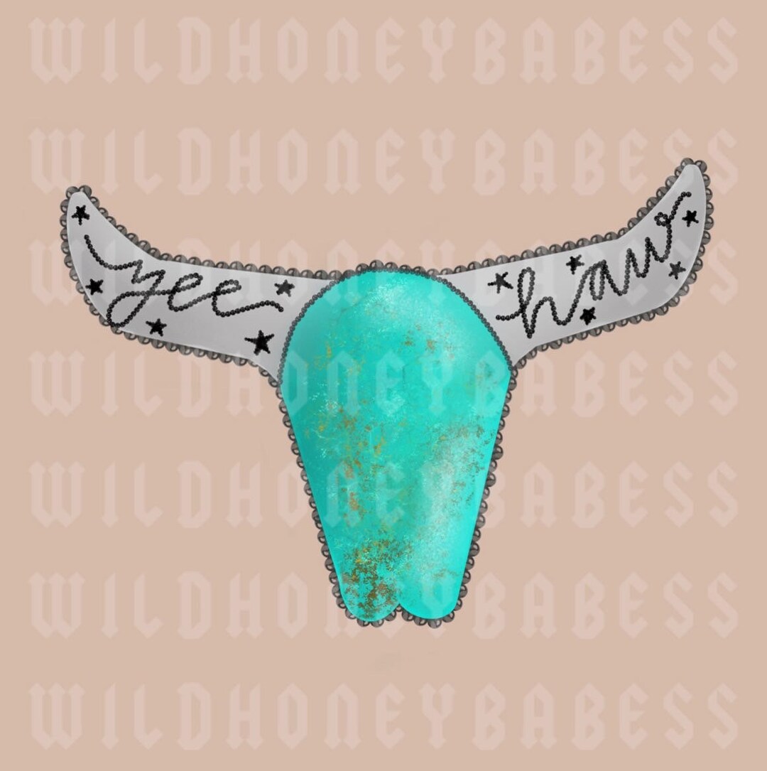 Yeehaw Png, Turquoise Png, Turquoise Longhorn Png, Western Png, Boujee ...
