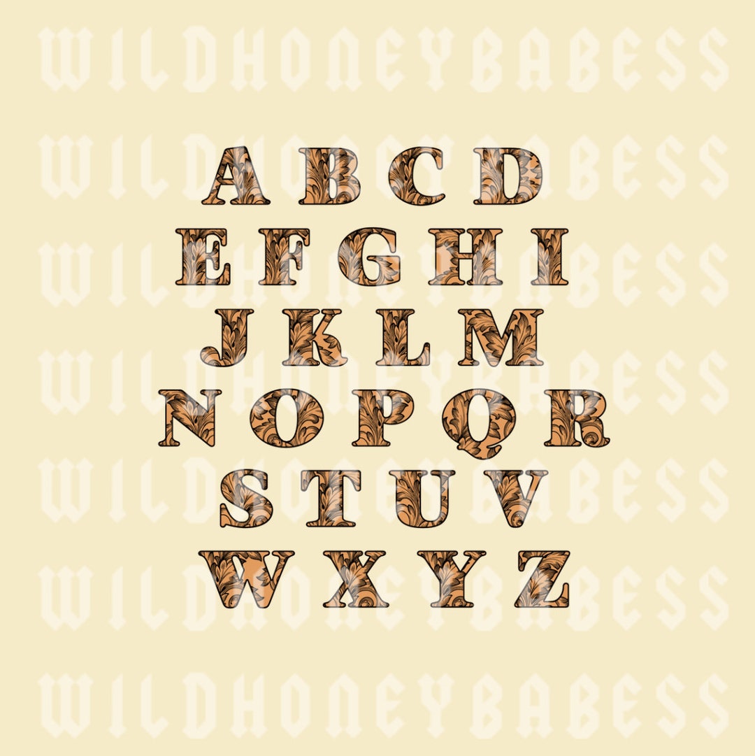 Tooled Leather Abcs Png, Cowboy Alphabet Png, Tooled Leather Alphabet ...