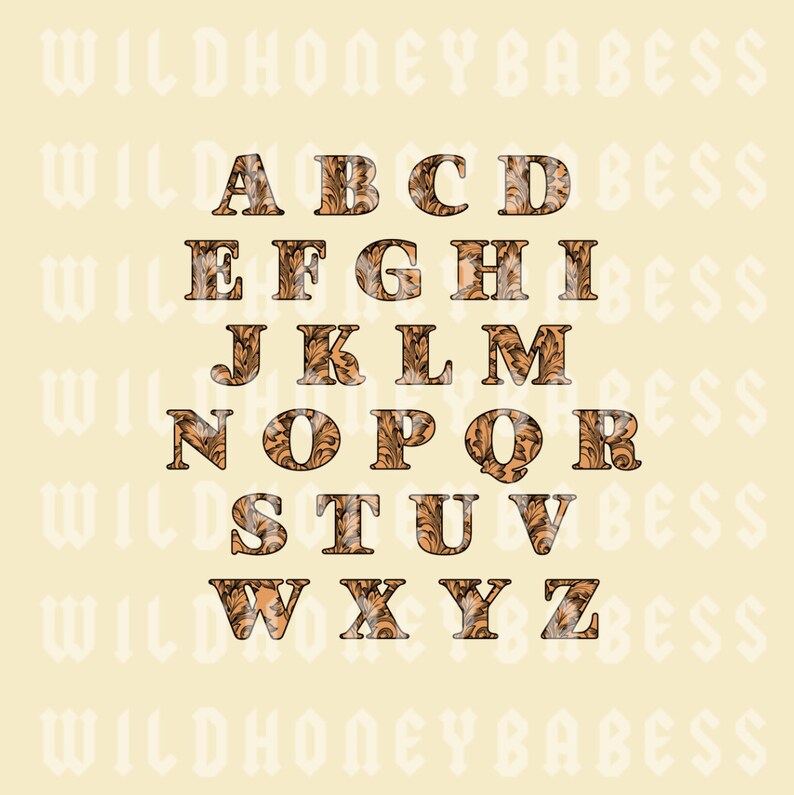 Tooled Leather Abcs Png, Cowboy Alphabet Png, Tooled Leather Alphabet ...