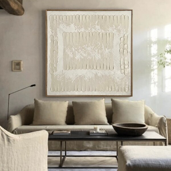 White Abstract Canvas Art Custom Frame Options Abstract Textured Wall ...