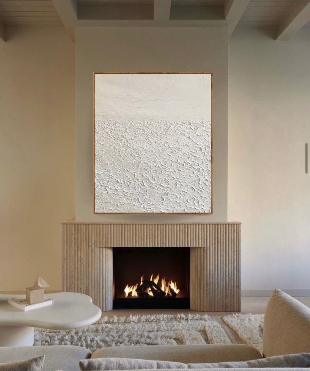 White Abstract Canvas Art Custom Frame Options Abstract Textured Wall ...