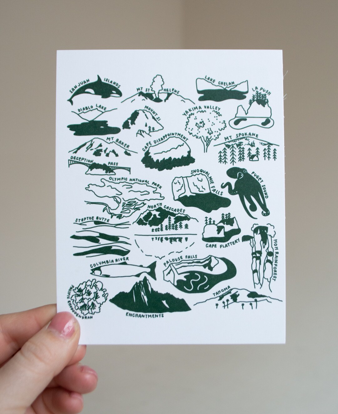 Washington Nature Checklist Postcard Print Art - Single or Packs - Etsy